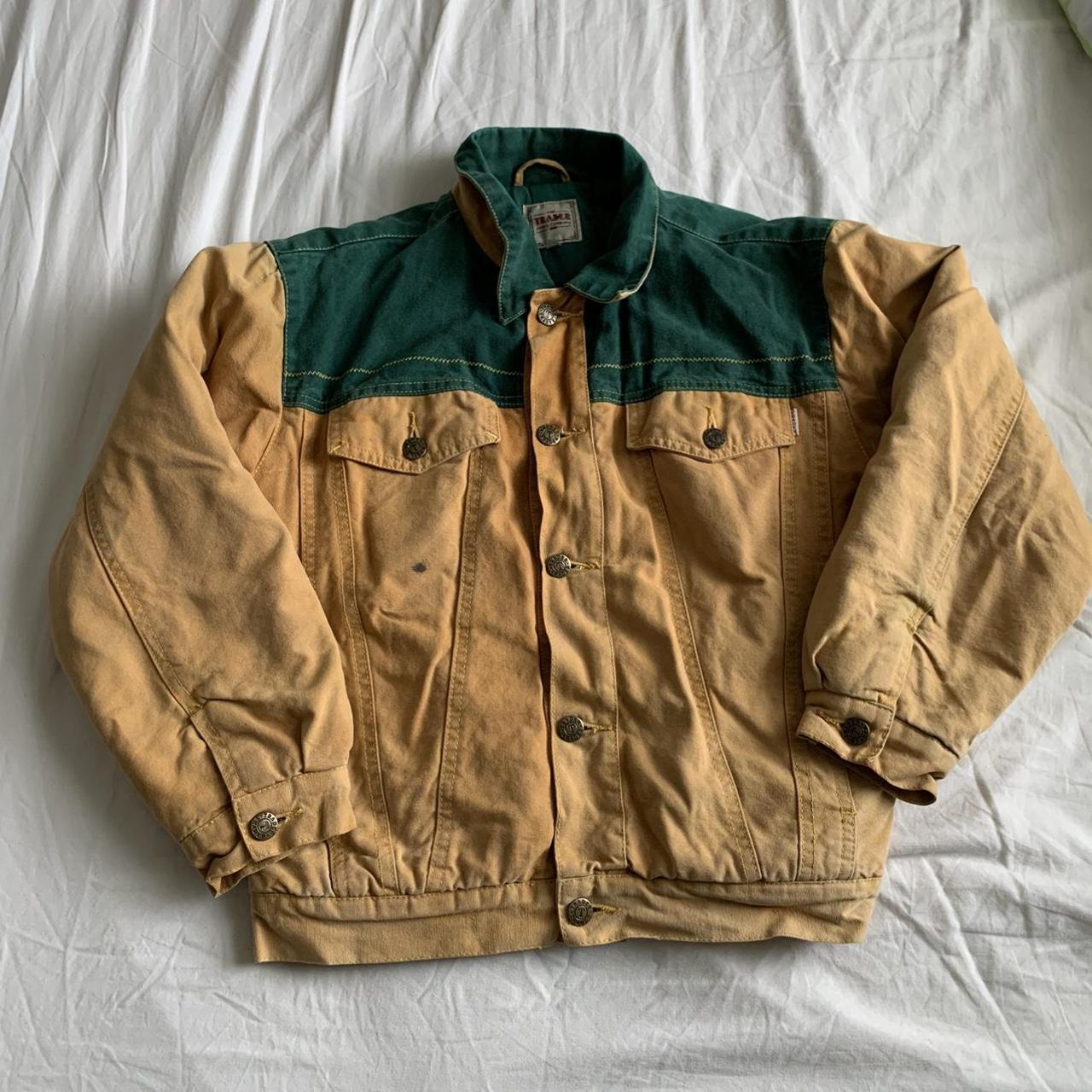 Vintage Traders jacket in yellow and green Says Age... - Depop
