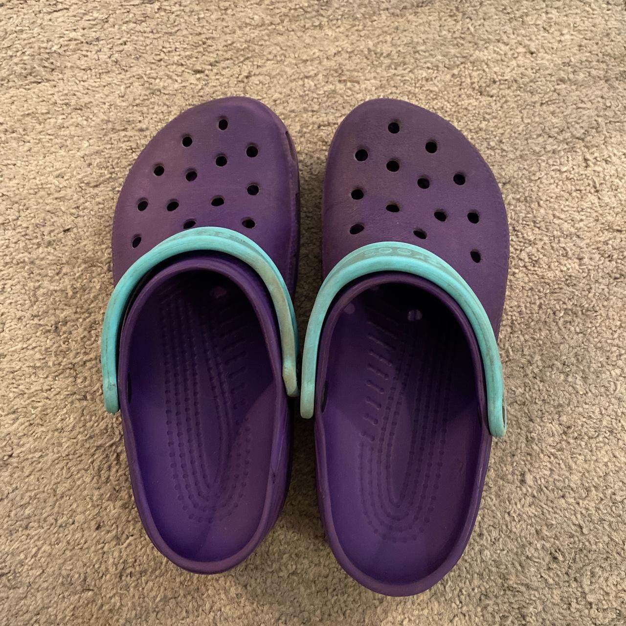 Crocs Women's Purple and Blue Sandals | Depop