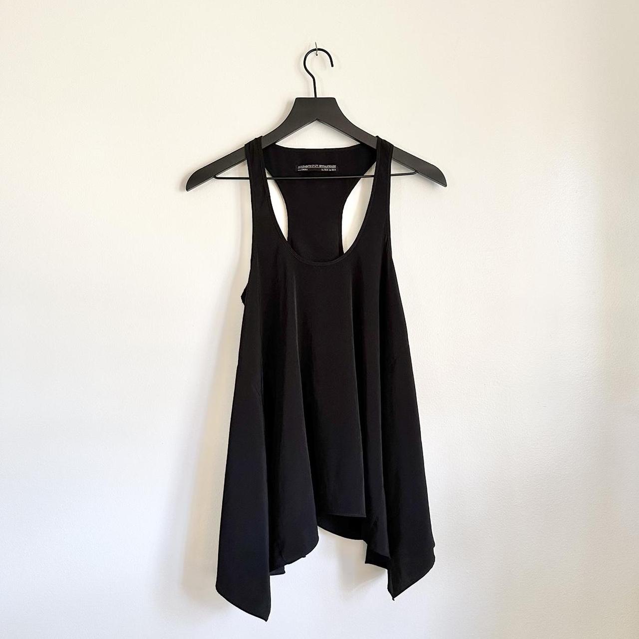 All saints super breezy black racer back tank with... - Depop