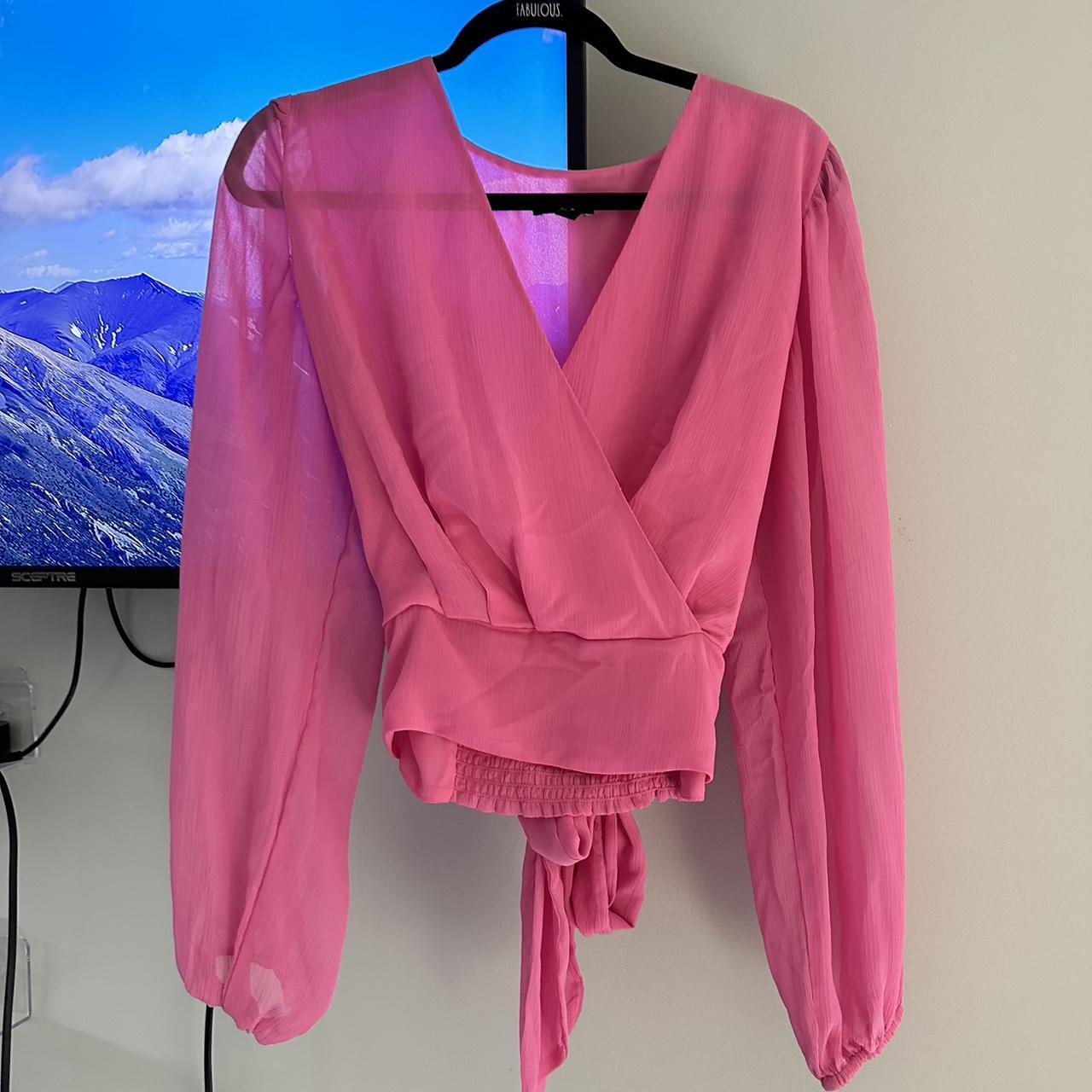 Pink express blouse with tie back Wore once,... - Depop