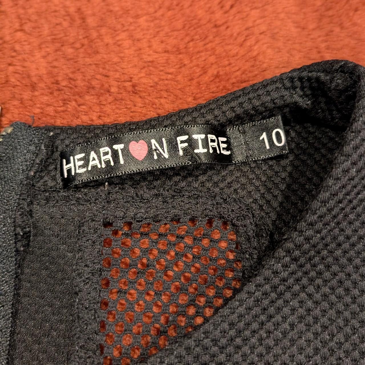 Heart on Fire mesh panel crop top Zip up via back... - Depop