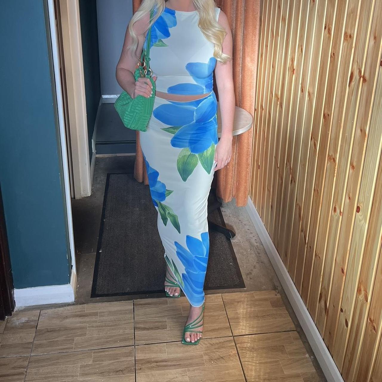 Murci floral green and blue two piece. Size small... - Depop