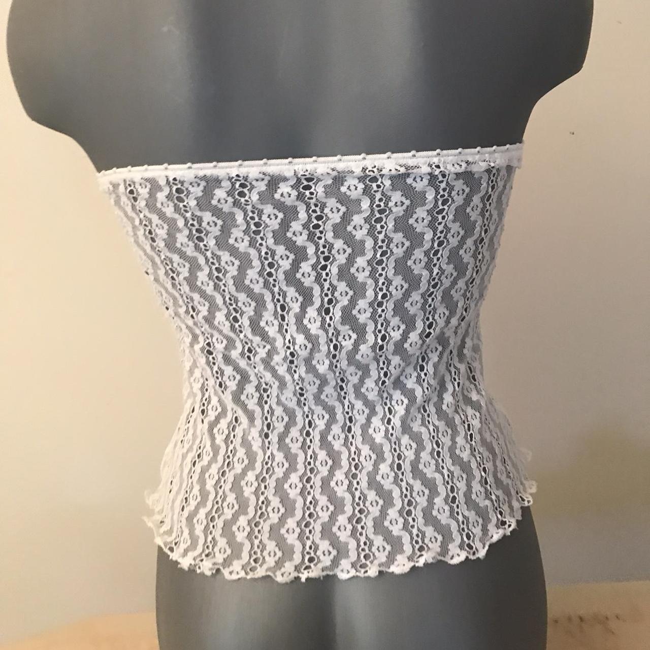 Handmade y2k white lace tube top Stretchy fabric... - Depop