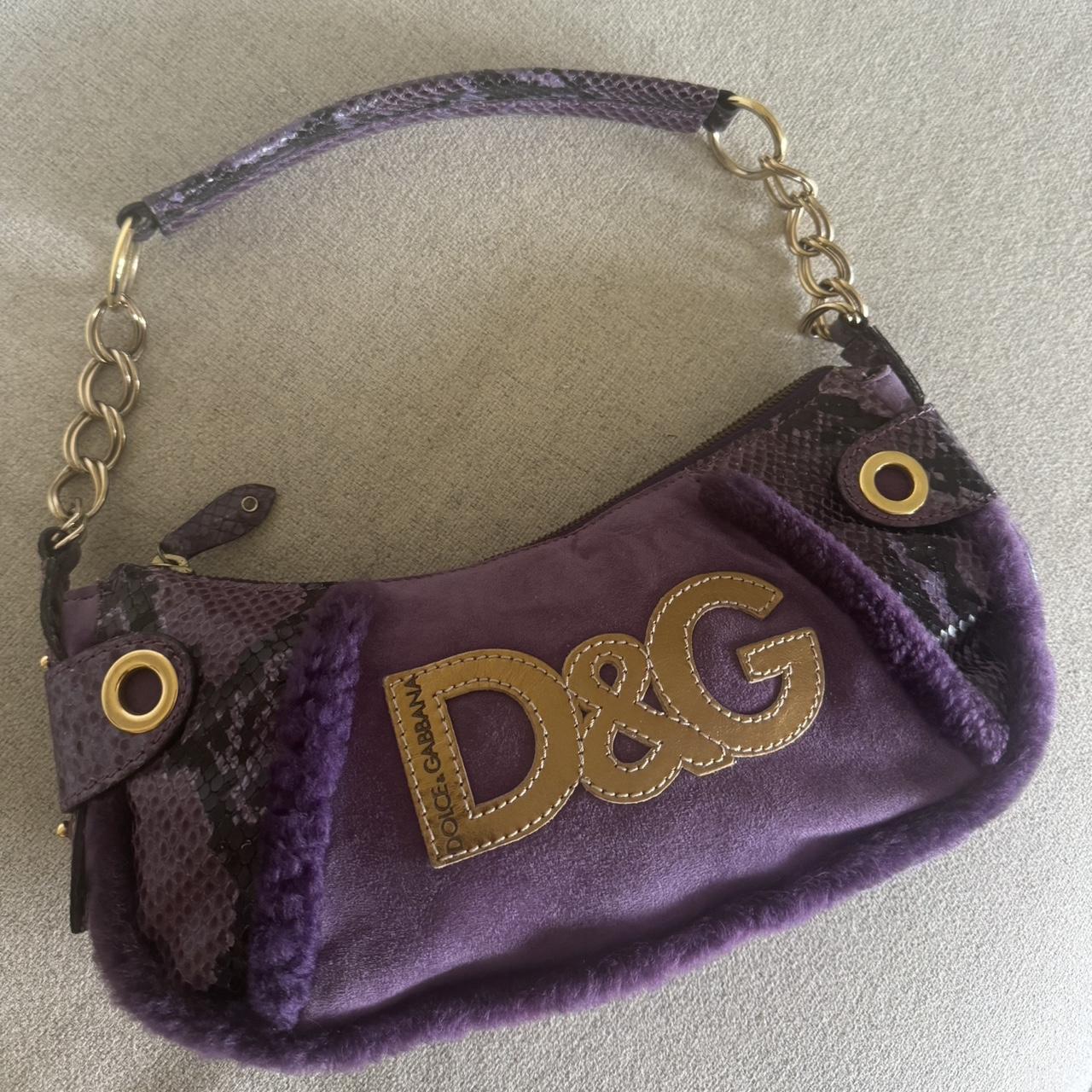 Dolce & Gabbana Purple shearling and python shoulder... | Depop
