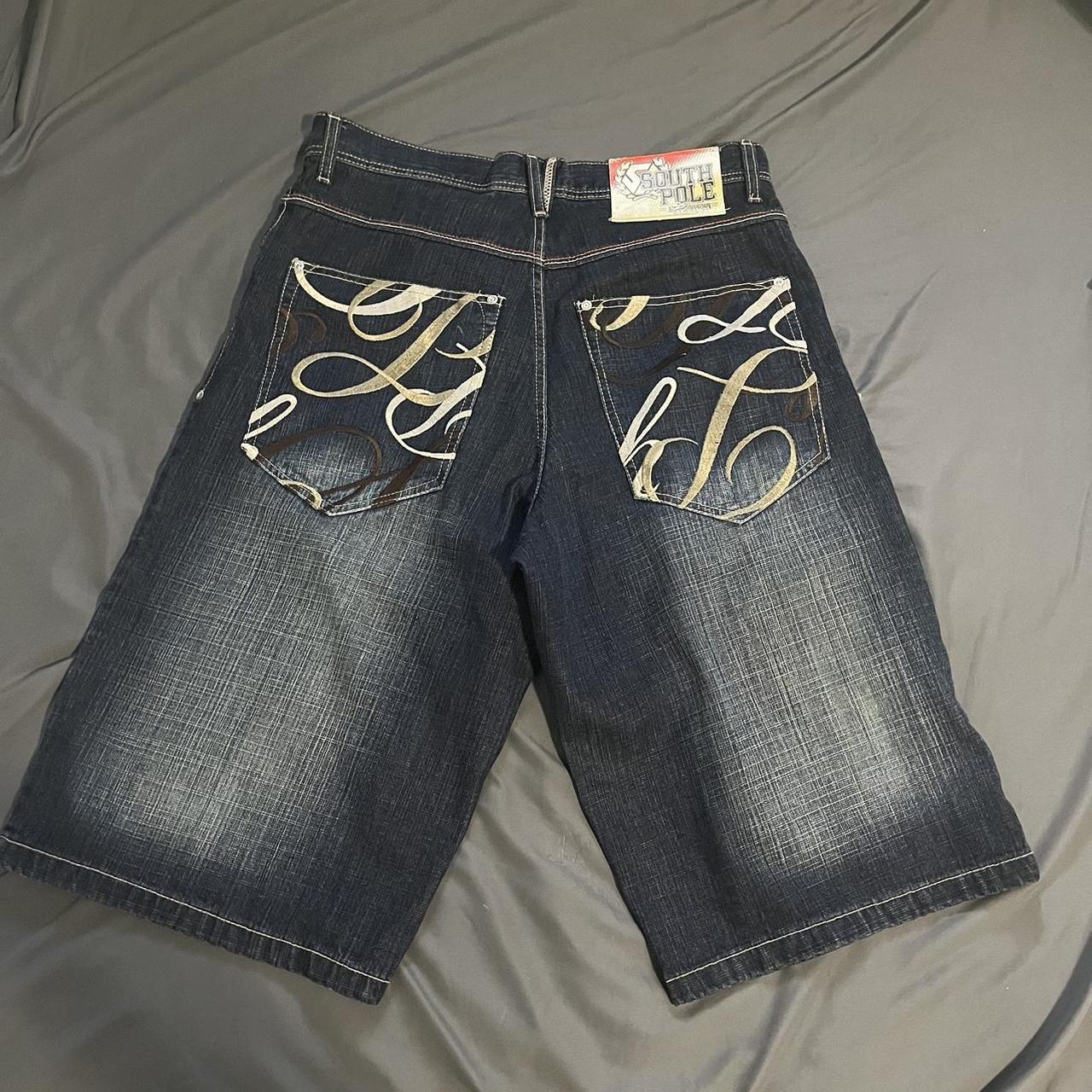 Southpole Jorts w/ Embroidered Back Pocket Designs... - Depop