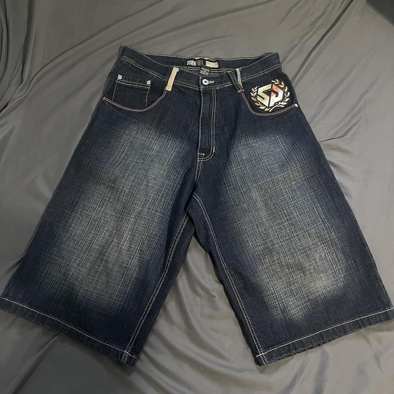 Southpole Jorts w/ Embroidered Back Pocket Designs... - Depop