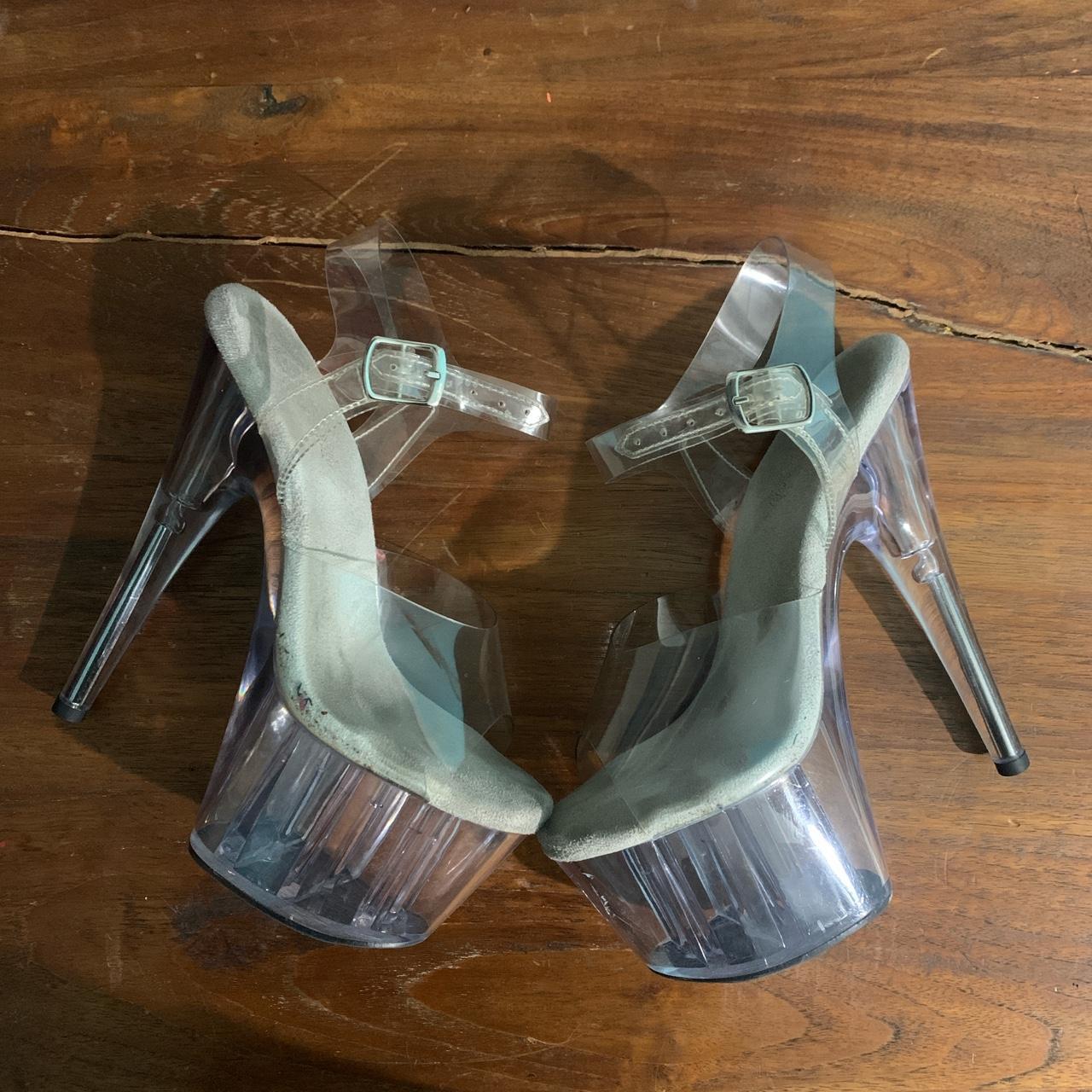 Pleaser size 7 clear platform sandals with ankle... - Depop