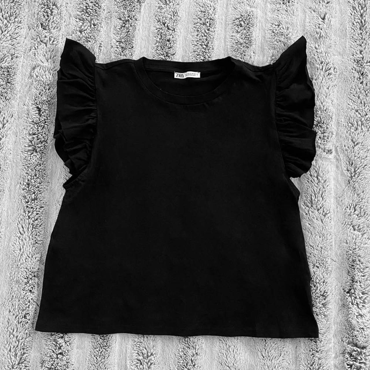 ZARA Black Ruffled Top Size: Small - Depop