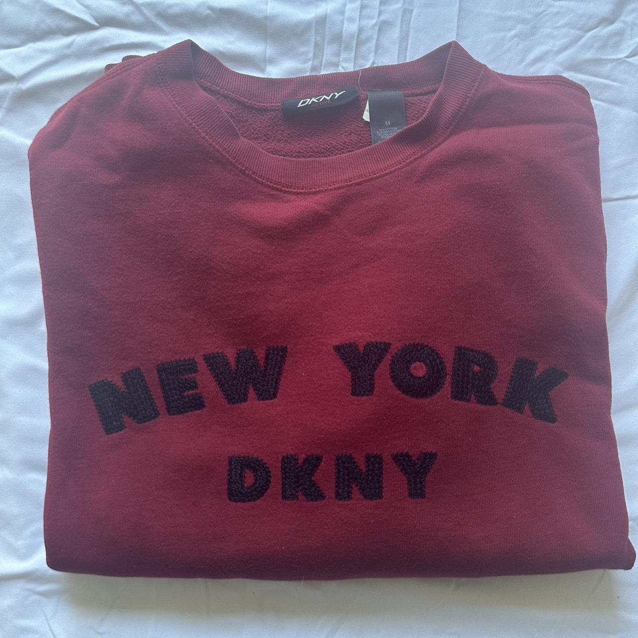 Red DKNY crew neck. Lightly worn. - Depop