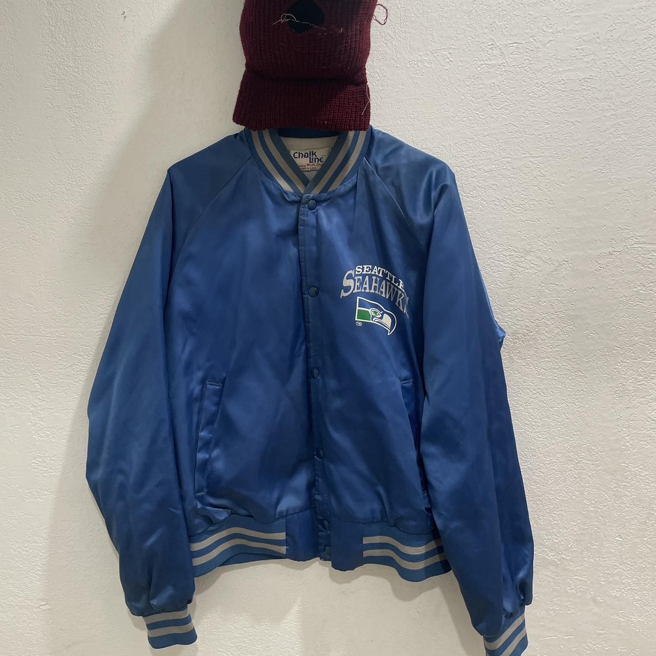 Vintage satin Seattle Seahawks chalk line jacket!... - Depop