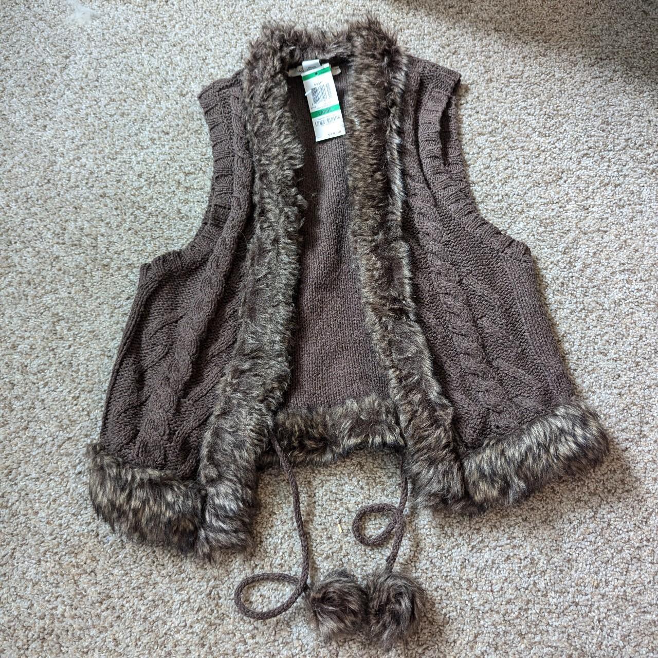 BNWT American Rag Fur Vest Size women's Large, vest... | Depop