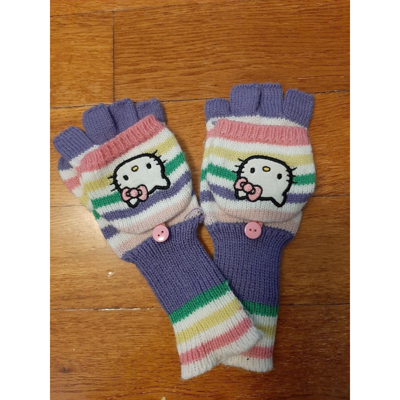 Vintage Children's Hello Kitty Gloves with Mitten... - Depop
