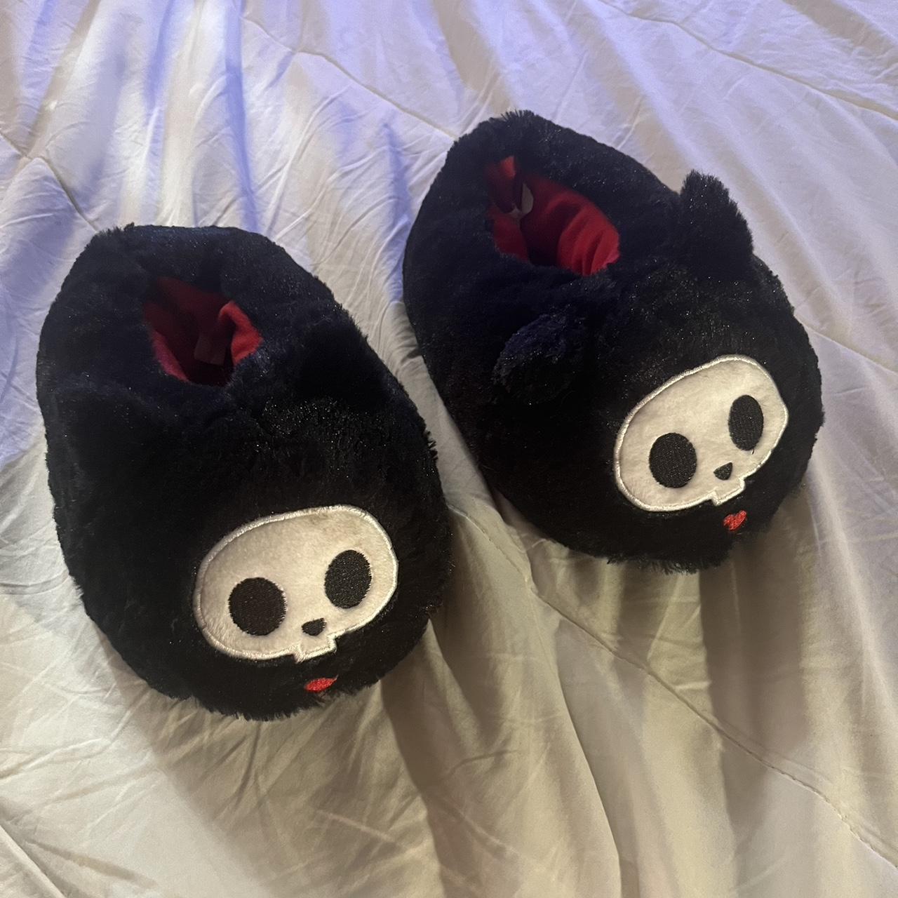 Size small women’s (4-5) skelanimals slippers Emo... - Depop