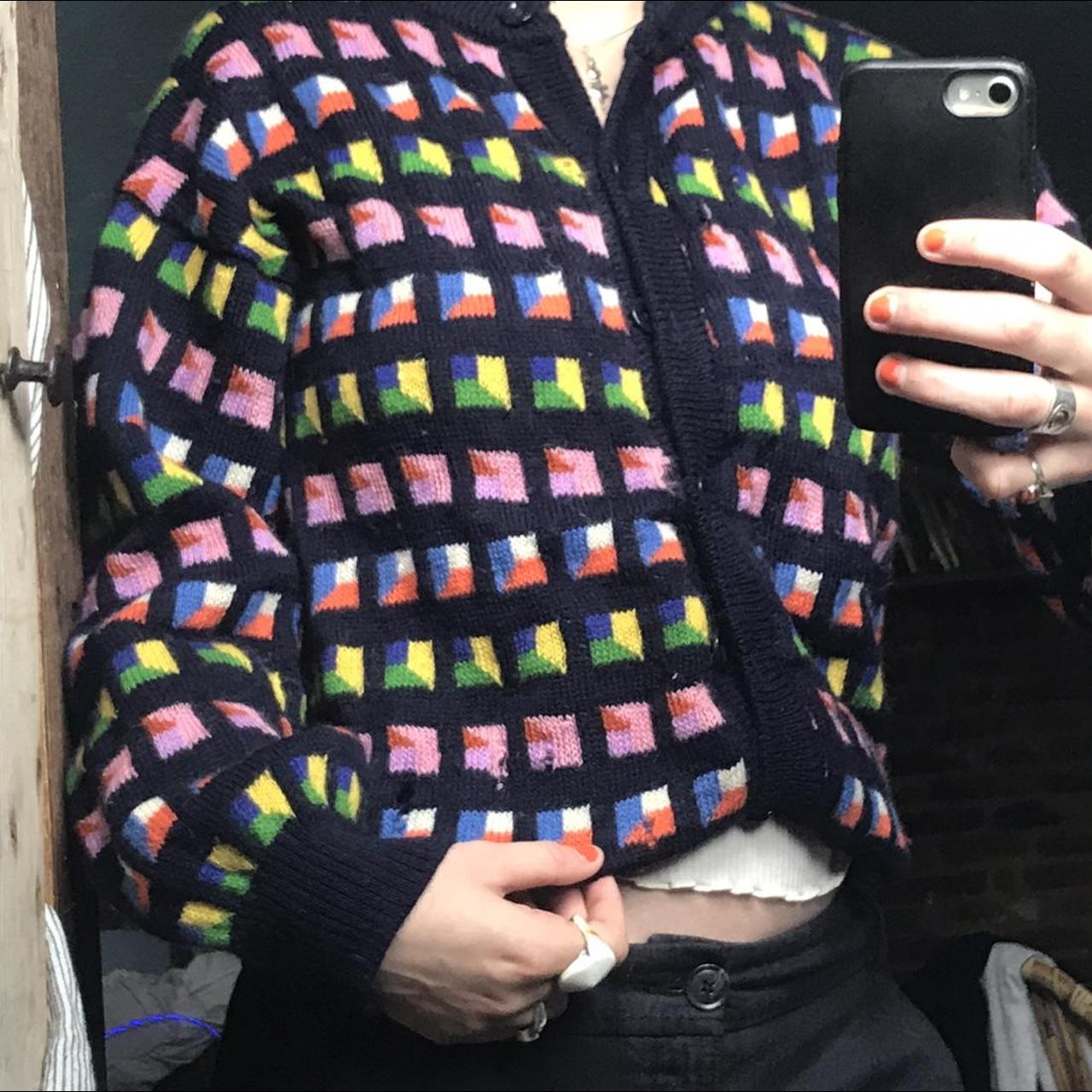 Funky colourful knit jumper cardigan #knit... - Depop