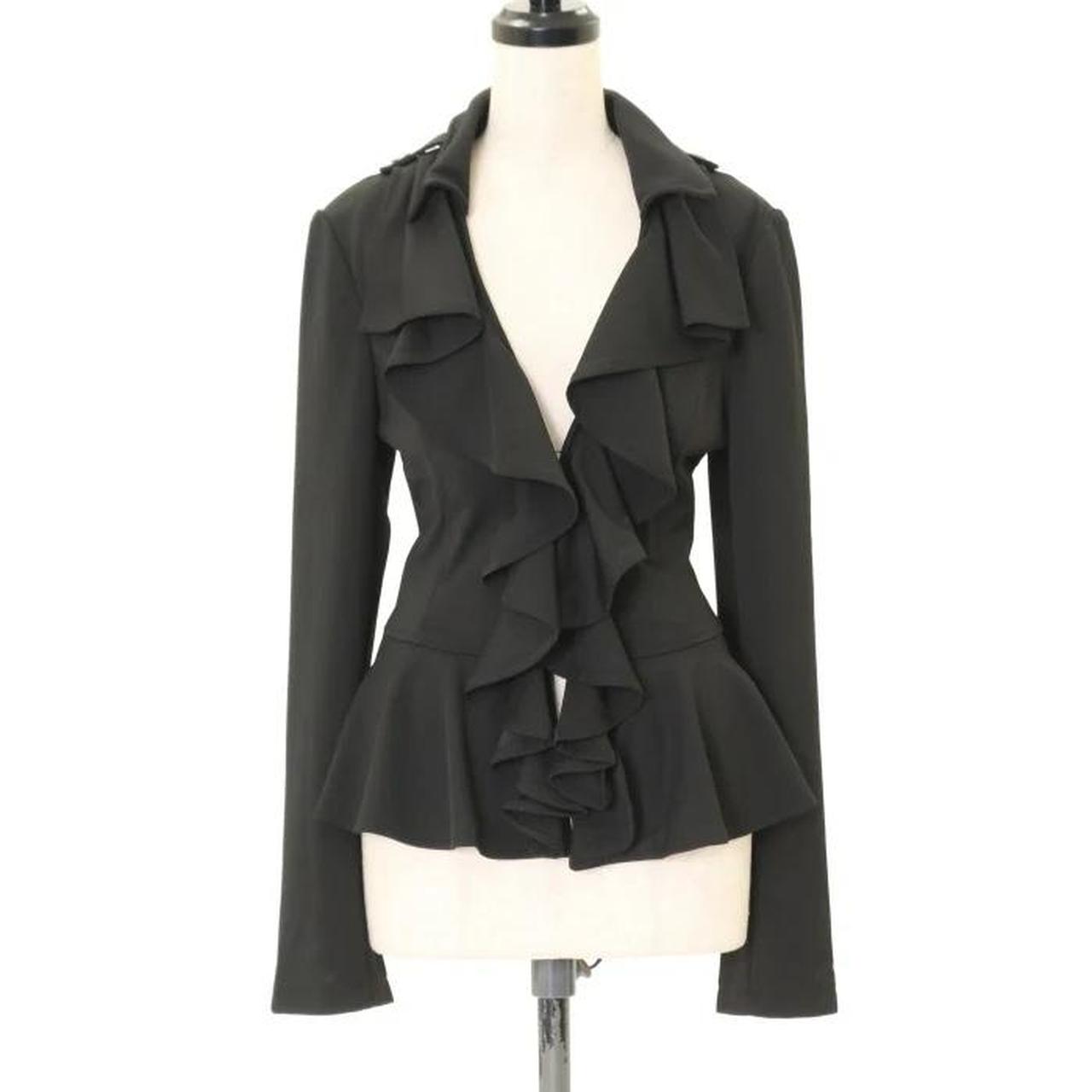 black ruffle top with lace up detail ozz angelo... | Depop