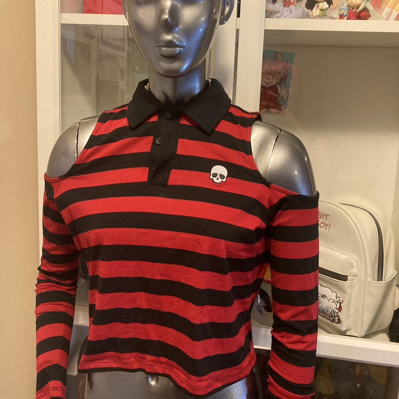 hot topic red and black sleeved shirt - Depop