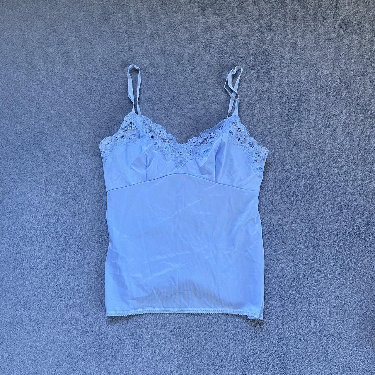 Gorgeous baby blue satin lace cami / vest top ... | Depop
