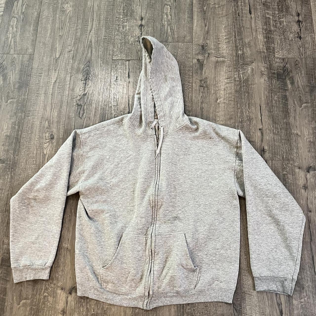 Basic Grey Zip up Size Large Clean Sweatshirt No... - Depop