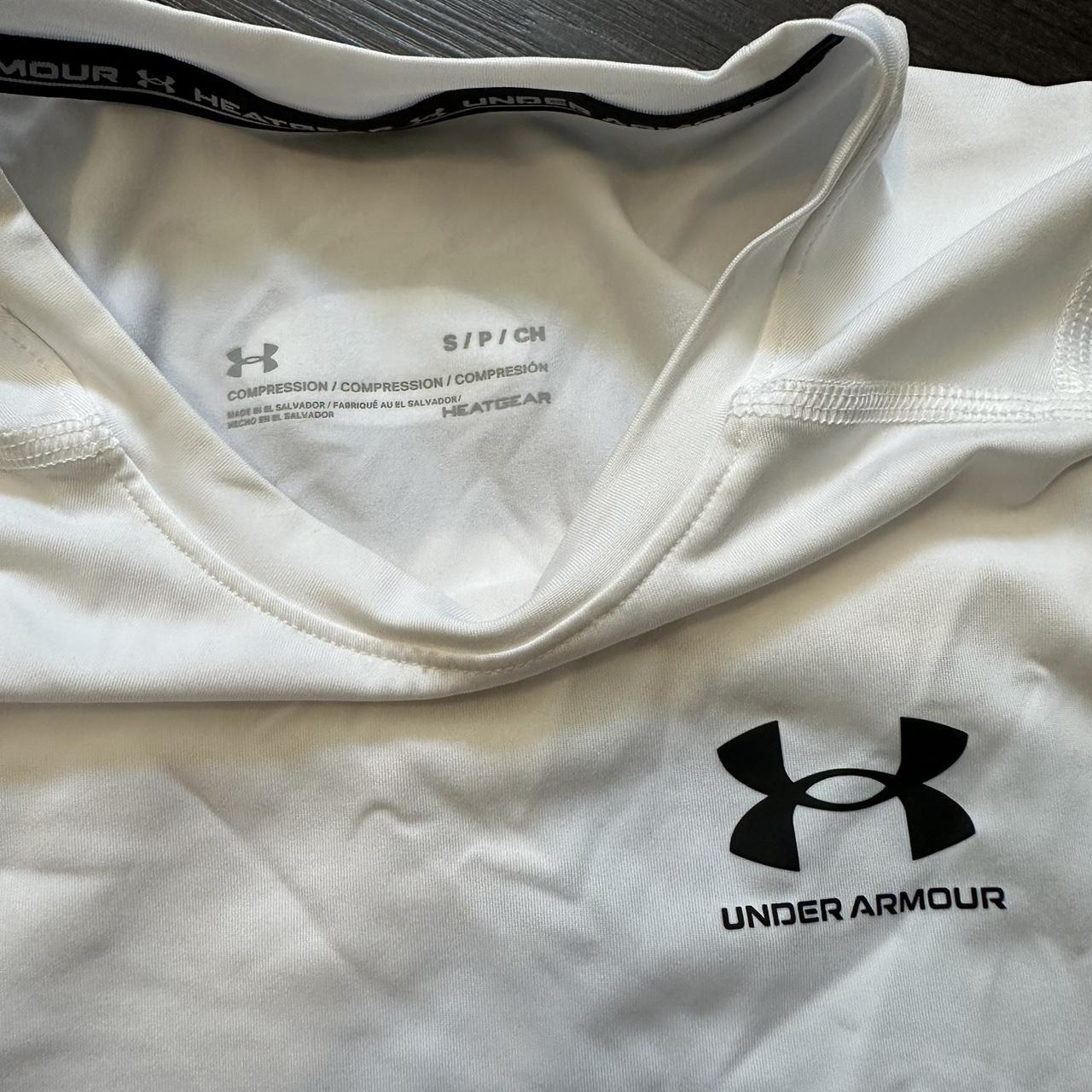 Unisex white under armour compression shirt -great... - Depop