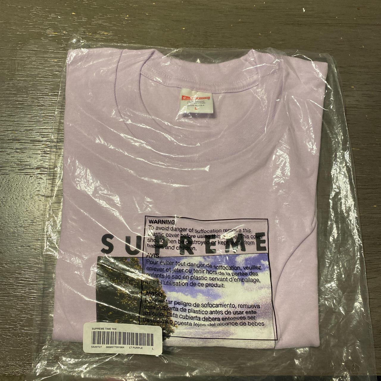 Supreme “Time” Tee Spring/Summer 20 Light purple... - Depop