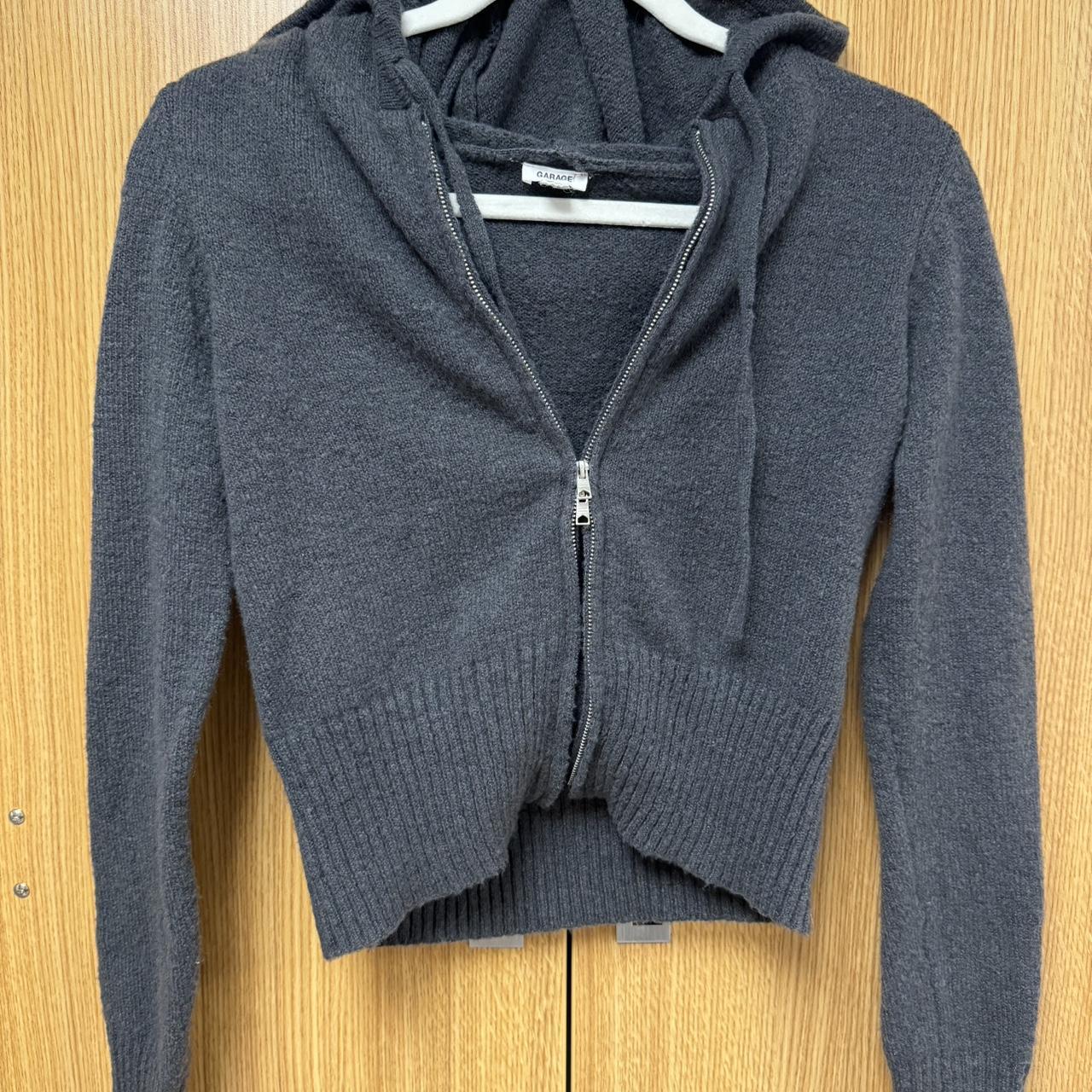 garage zip up sweater hoodie - charcoal gray -... - Depop