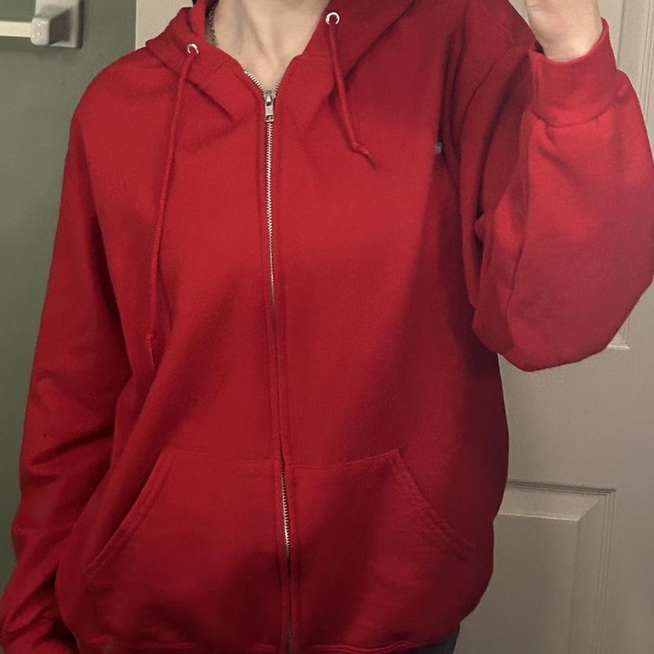 large dark red zip up hoodie resembles brandy... - Depop