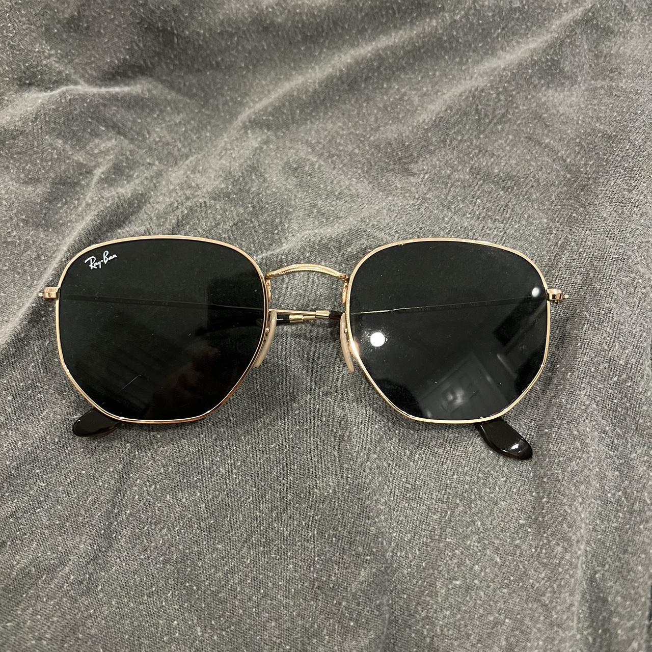 Ray-Ban Women's Gold and Black Sunglasses | Depop