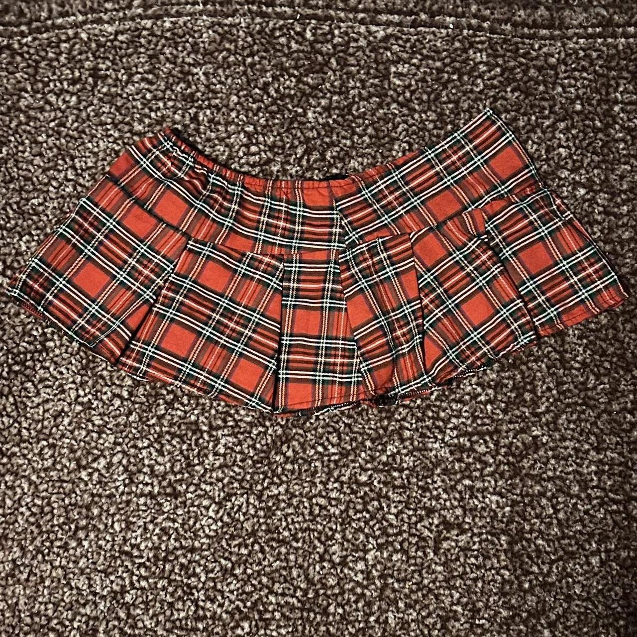 Cute red, and plaid micro/mini skirt! -Size... - Depop