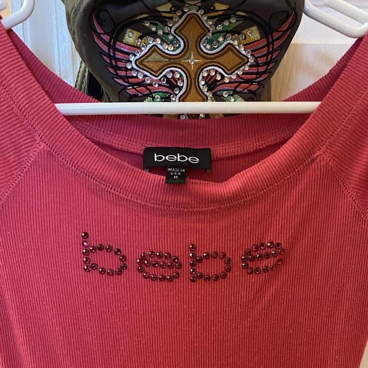 hot pink vintage bebe shirt! pretty stretchy but... - Depop