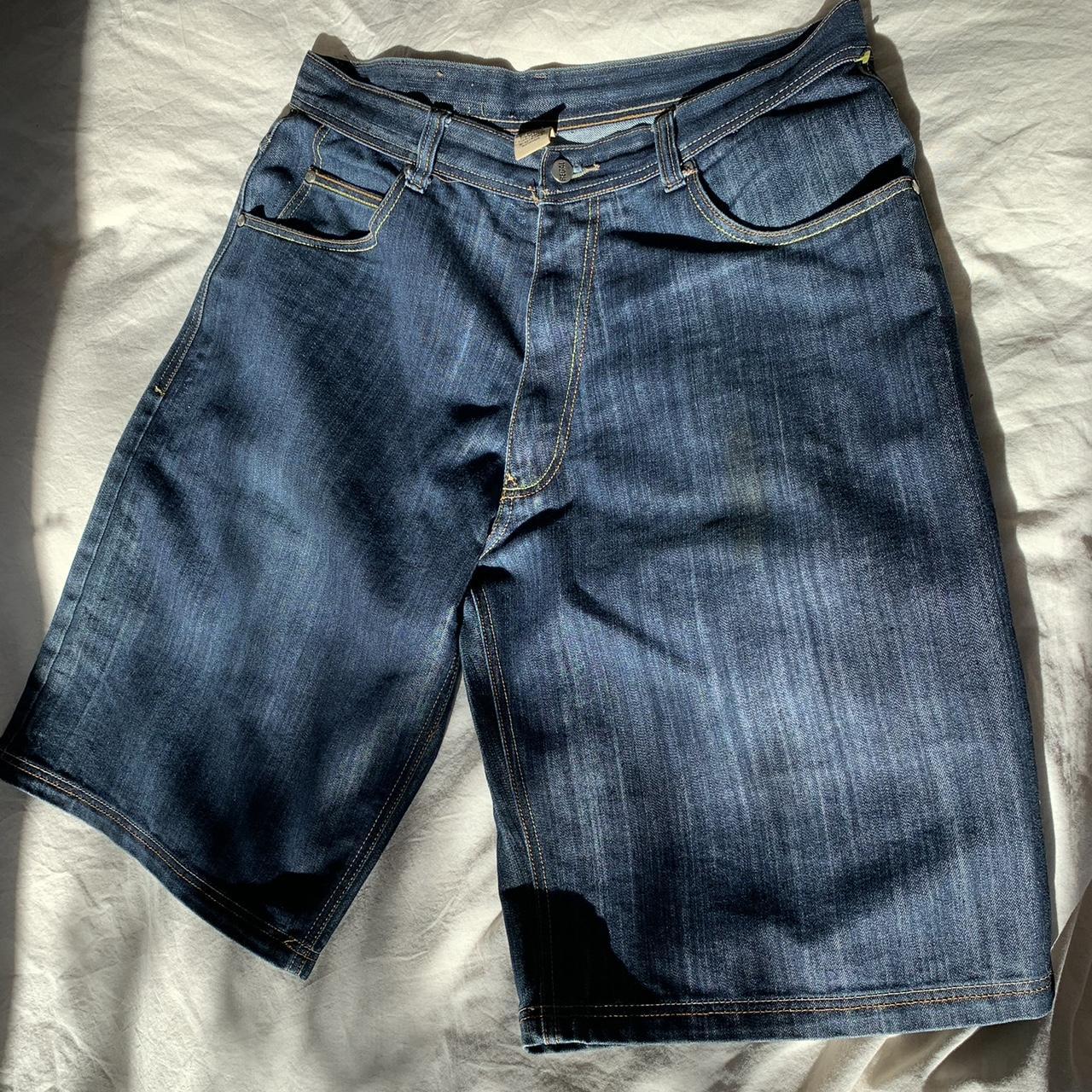 Skater Boy Jorts with Unique Paint Design and Golden... - Depop
