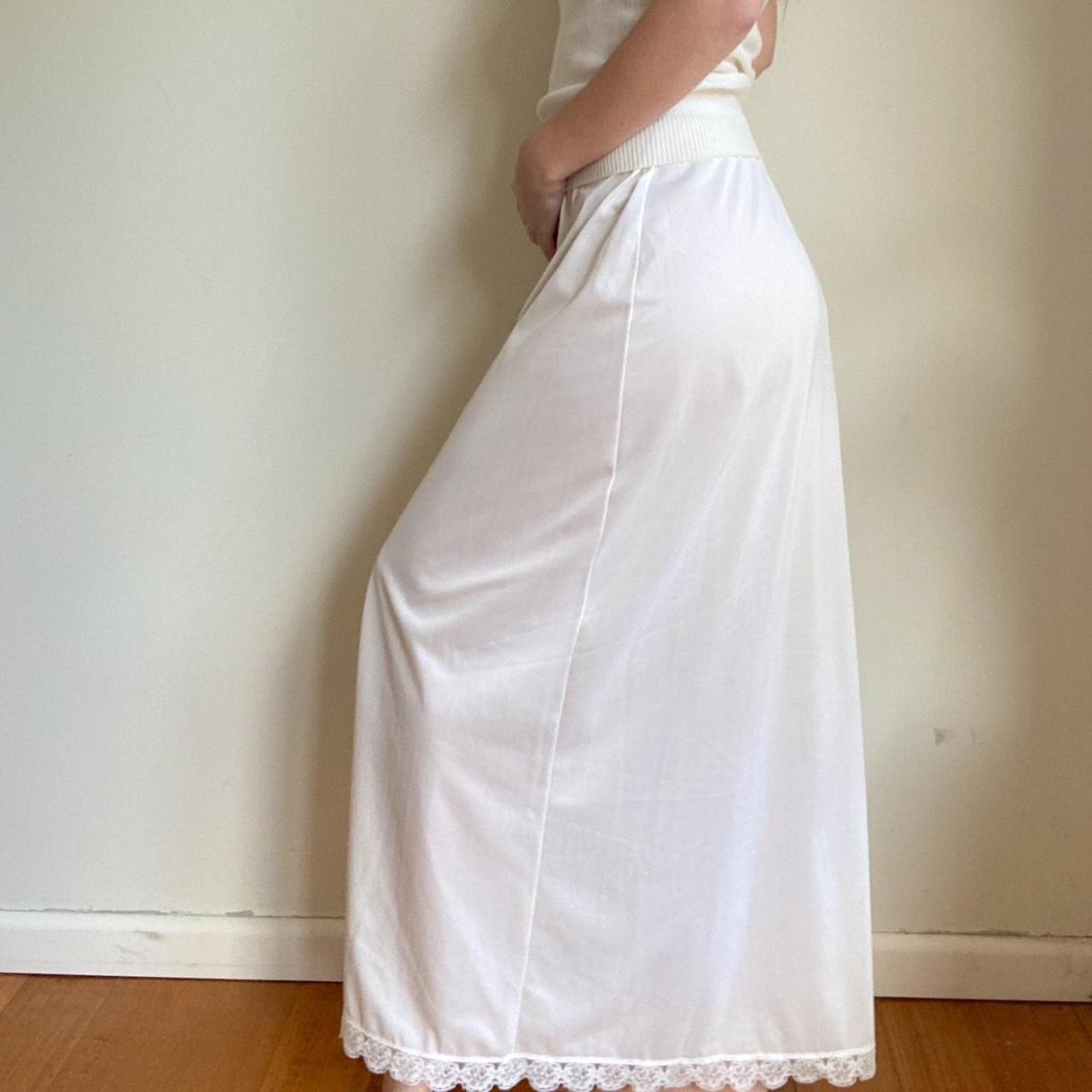 Vintage white half slip Size L fits S-L Lace trim... - Depop