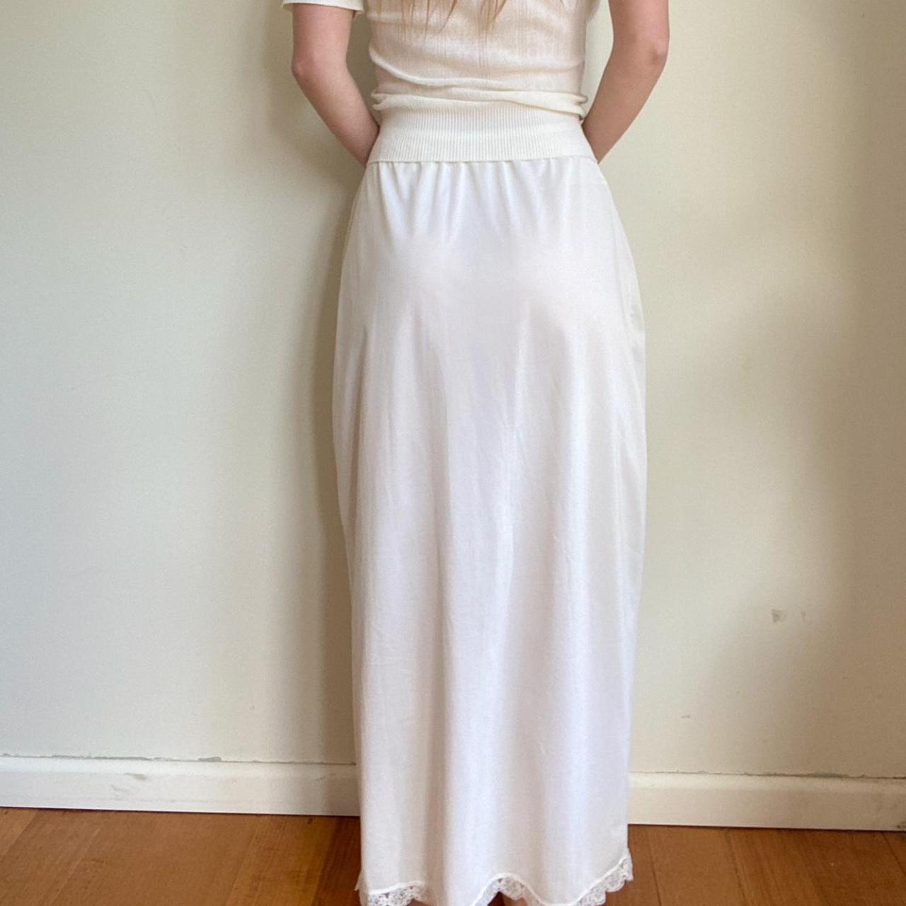 Vintage white half slip Size L fits S-L Lace trim... - Depop
