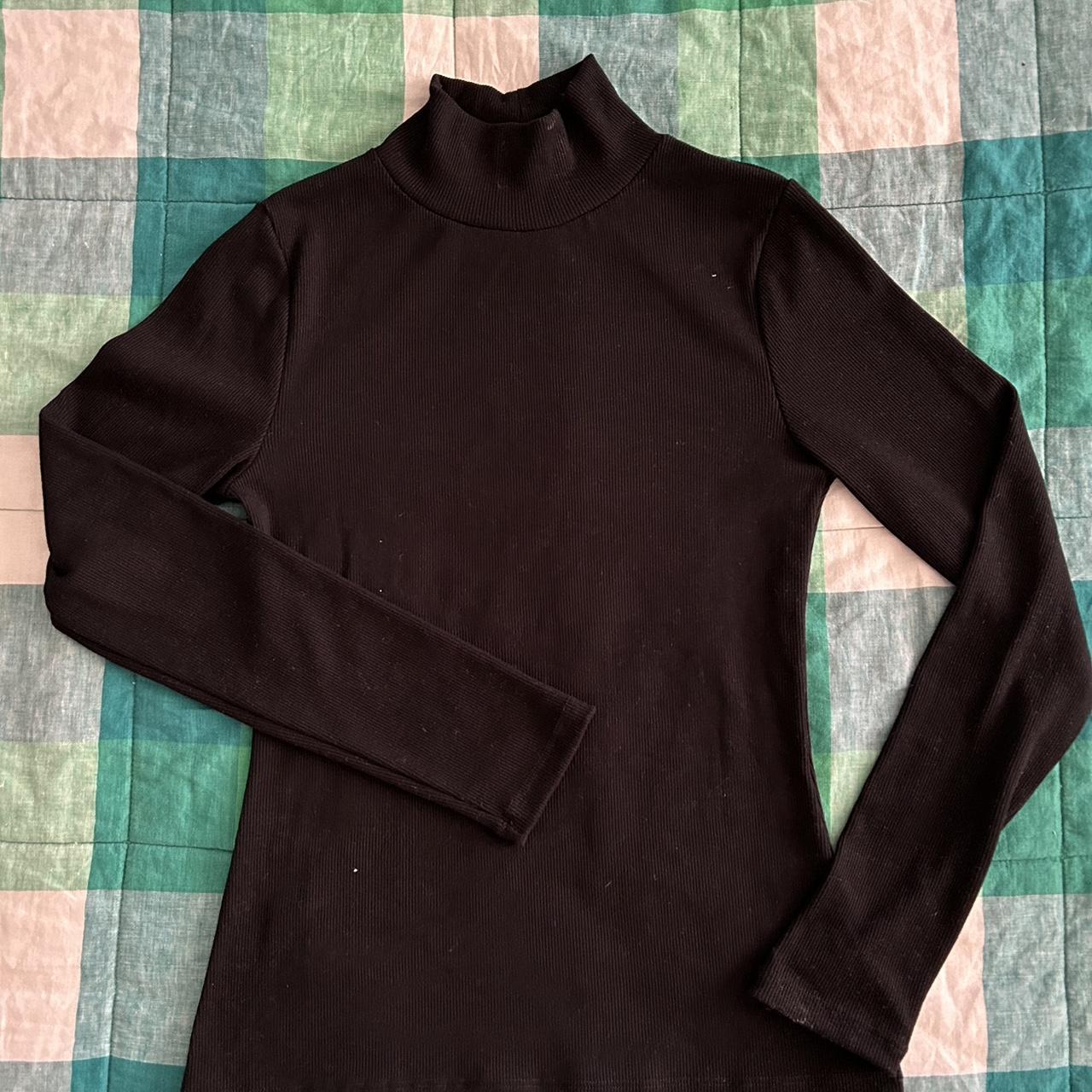 Black ribbed turtleneck French Connection - Depop