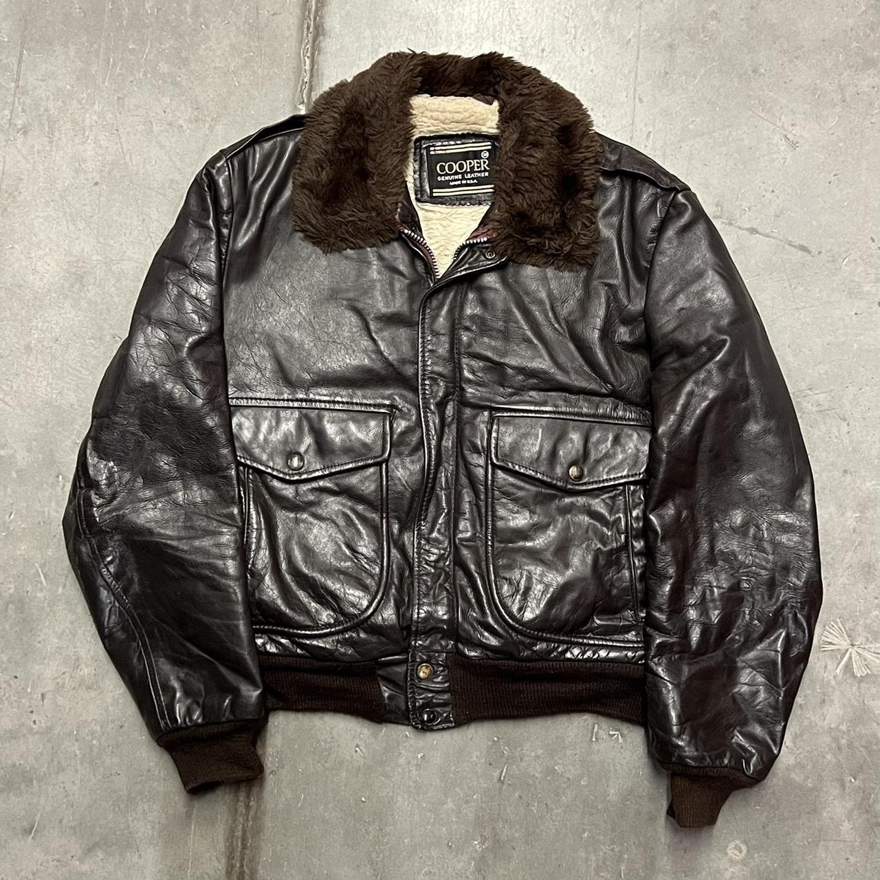 Vintage 1960s Schott like Cooper fur lined G1 model... | Depop