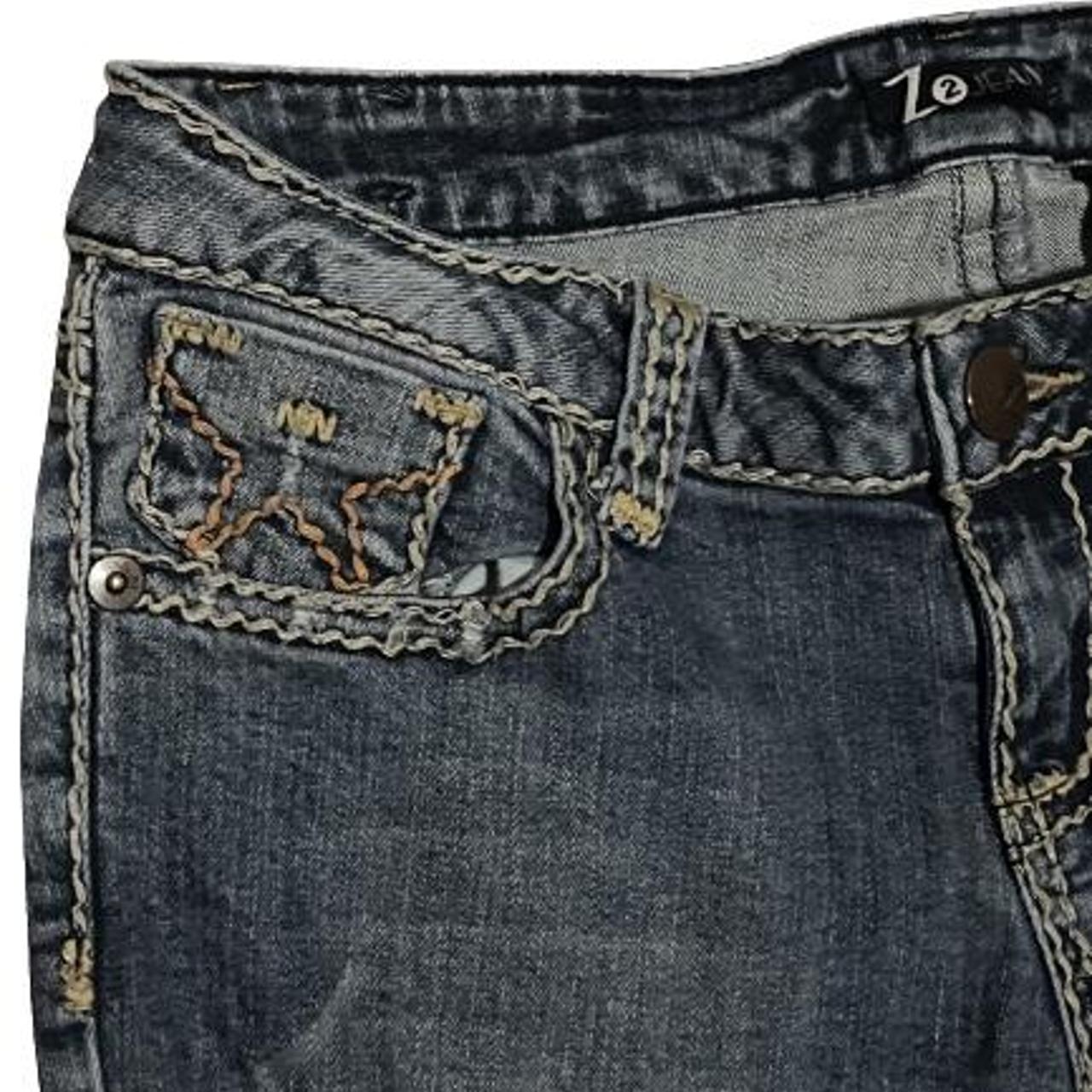 THE cutest y2k ripped flare jeans with stitching!!... - Depop