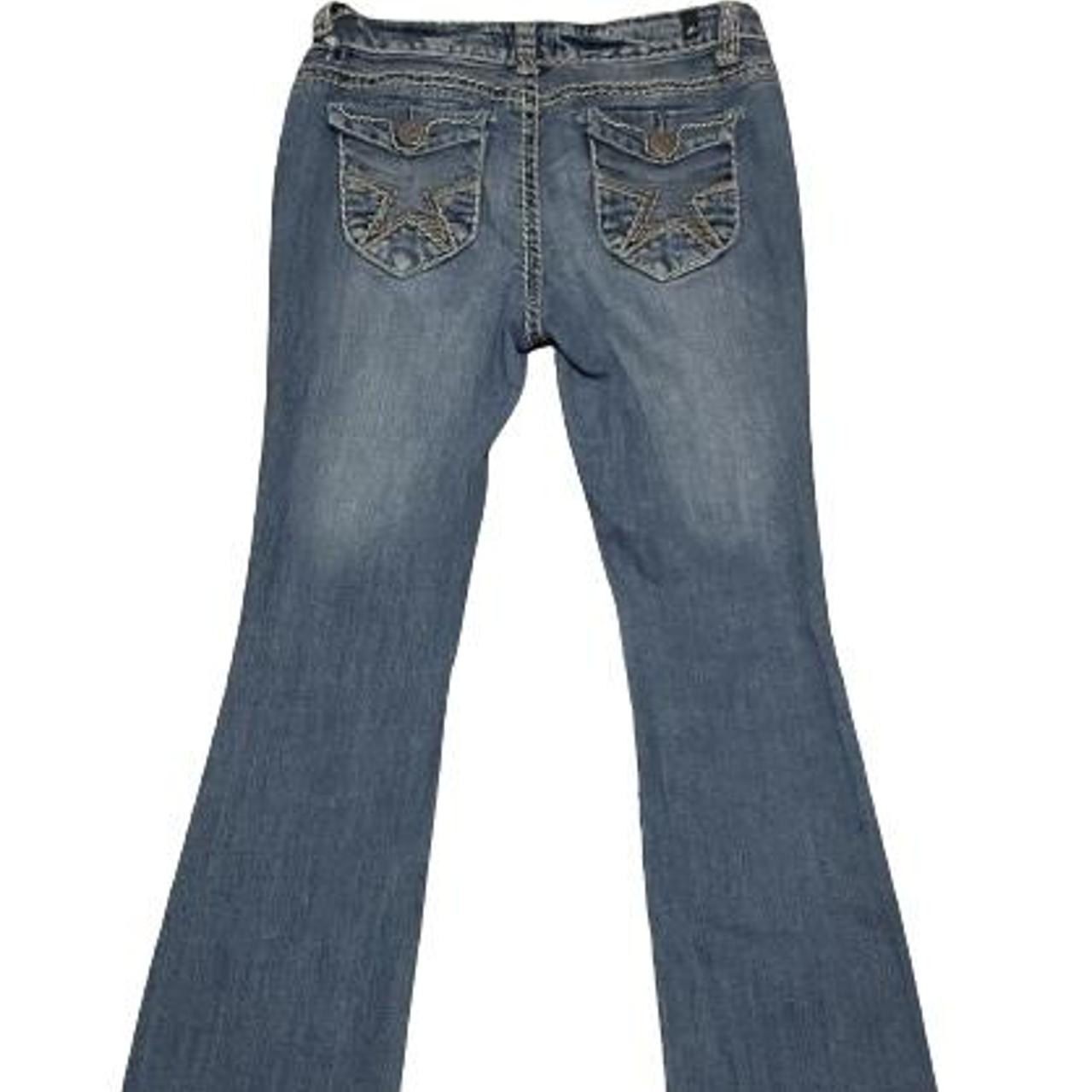 THE cutest y2k ripped flare jeans with stitching!!... - Depop