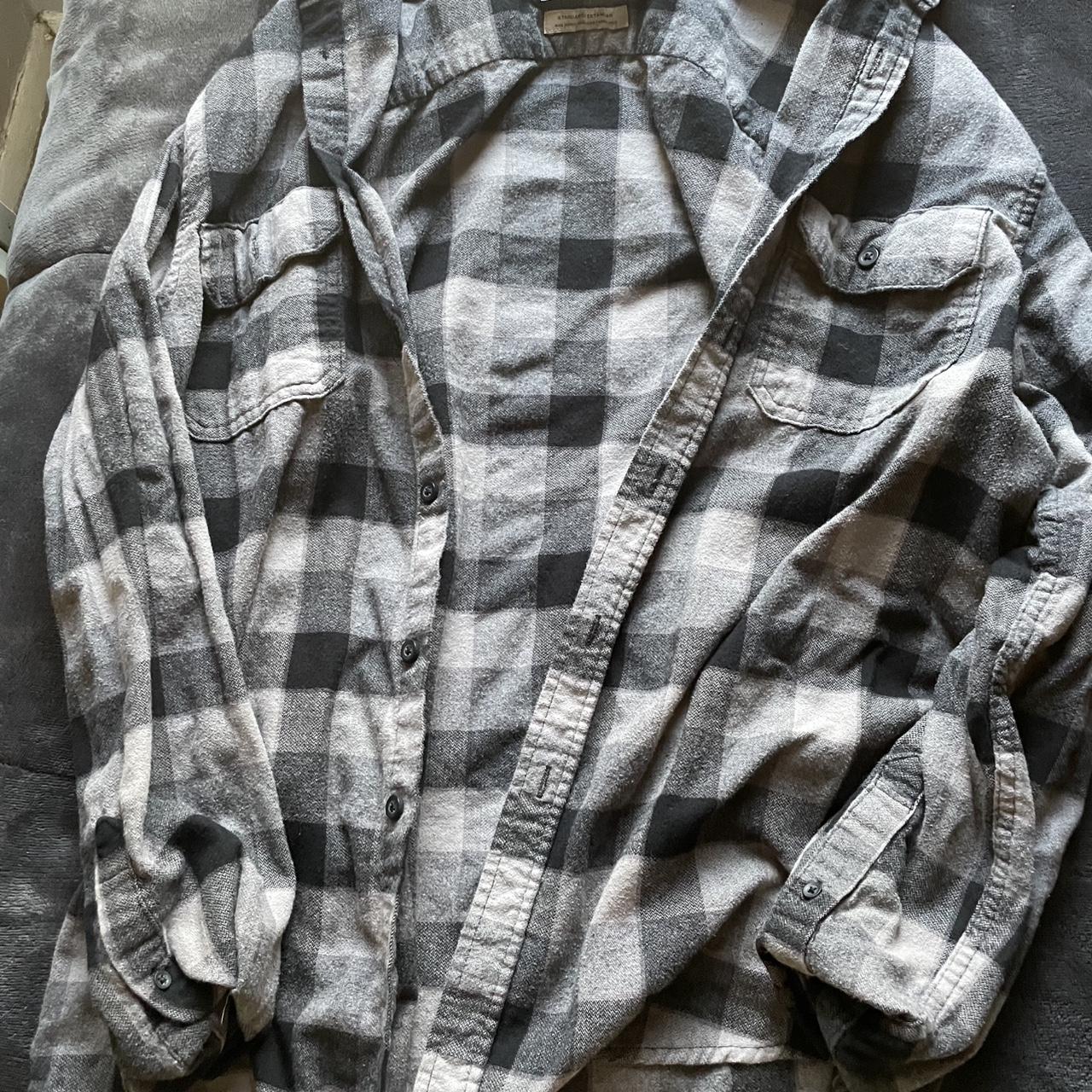 Grey and white Goodfellow & Co. flannel shirt L... | Depop
