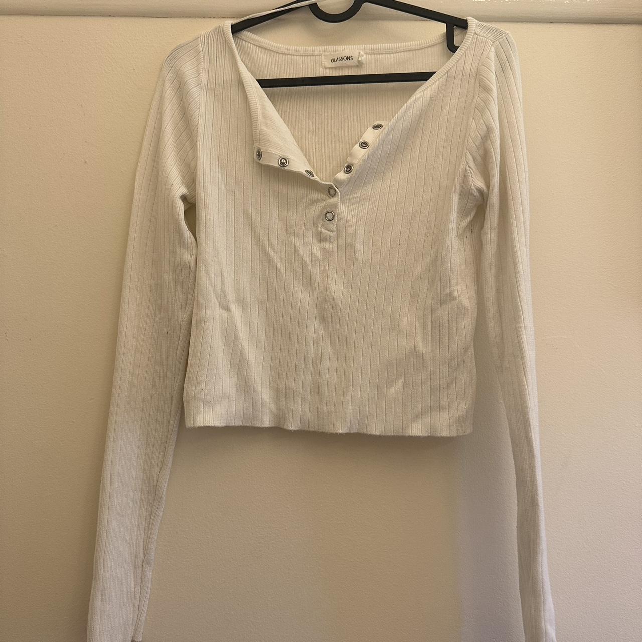 Glassons white long sleeve knit, size M - Depop