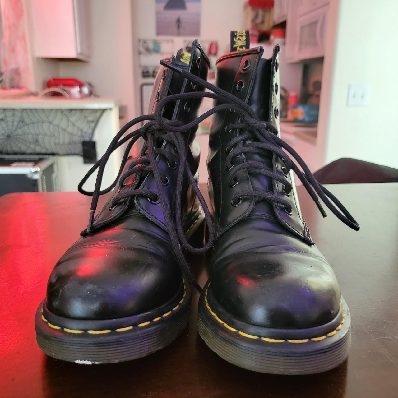 Size 7 Black Doc Marten Combat Boots, lightly scuffed - Depop
