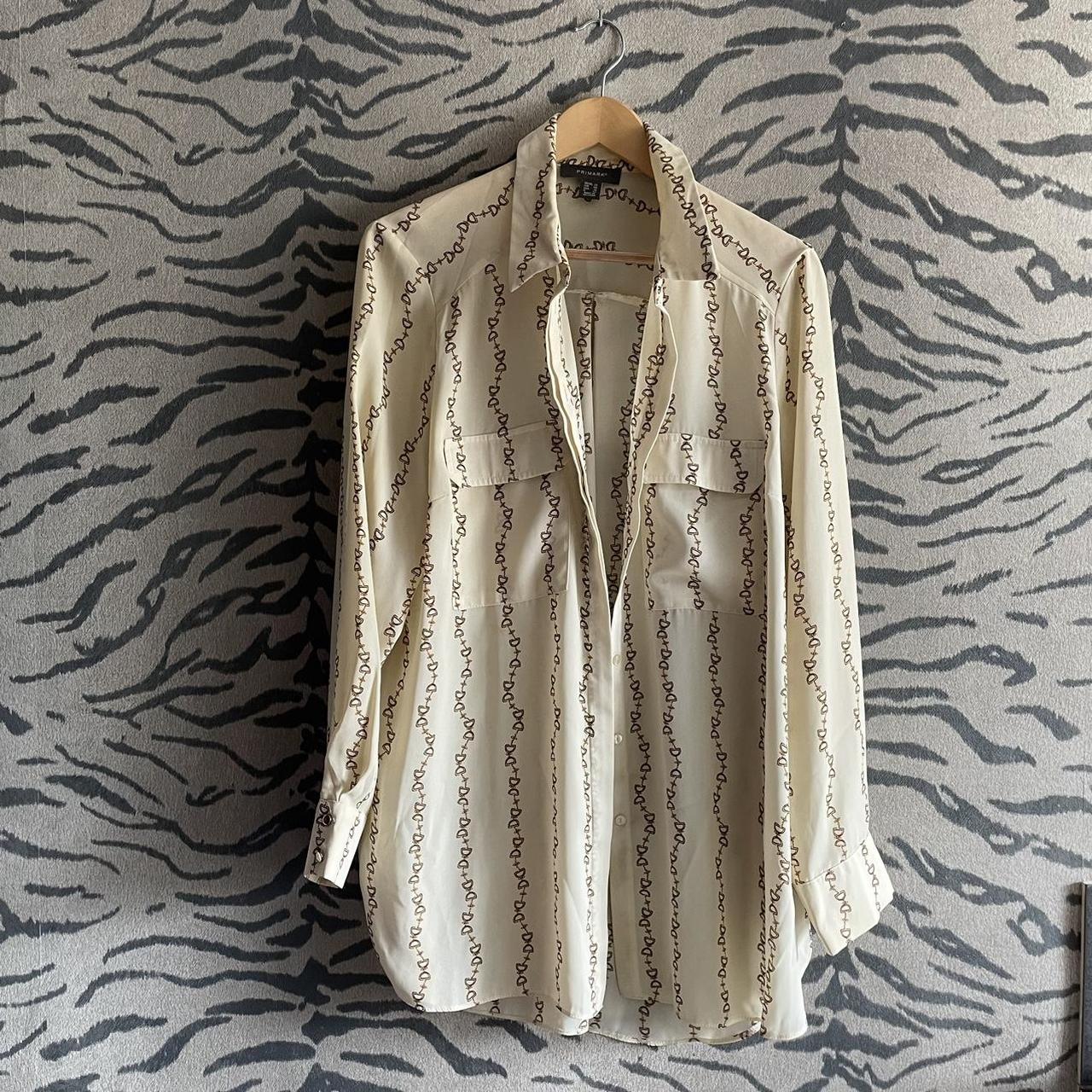 Primark blouse with horsebit pattern Oversized... - Depop