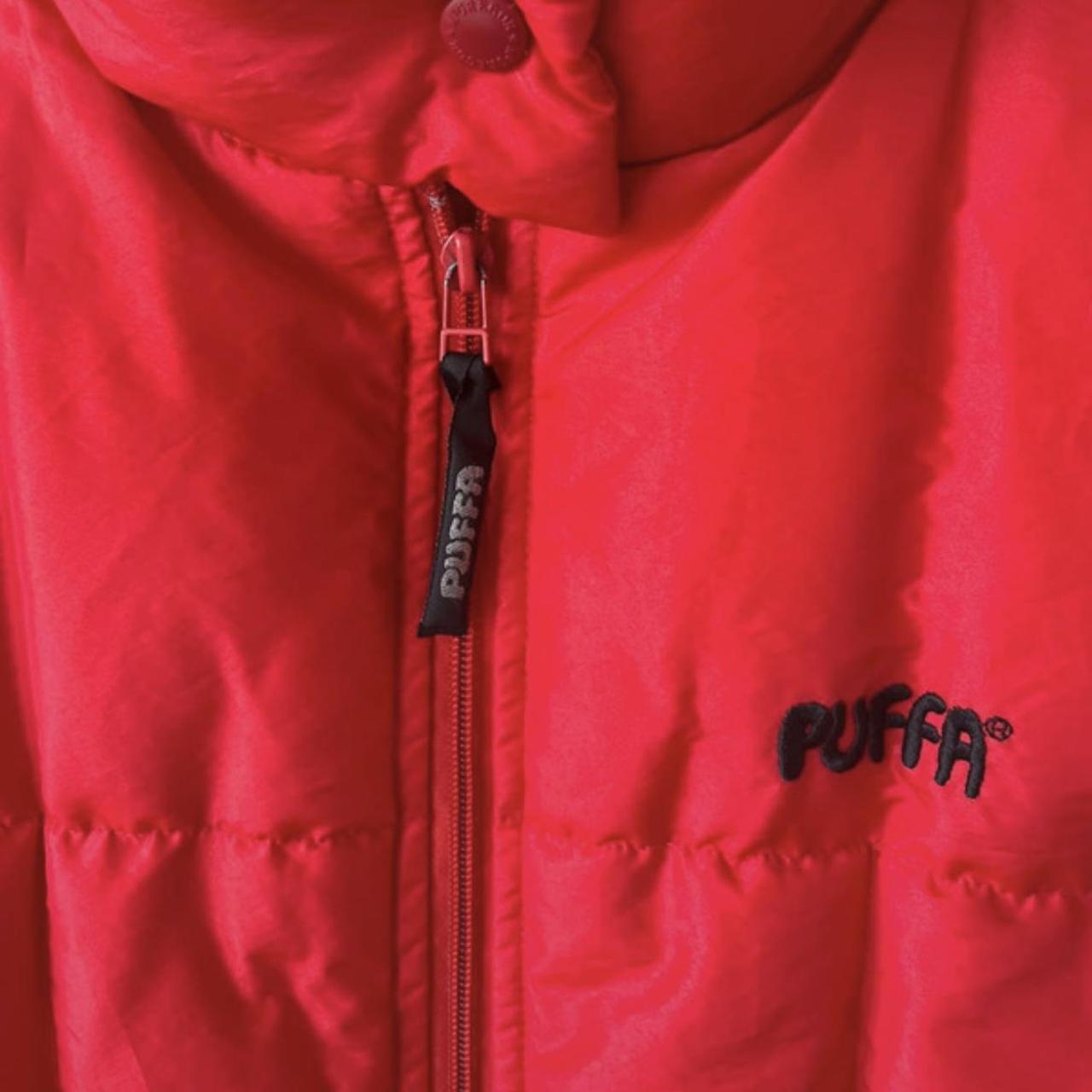 red puffa gilet jacket - Depop