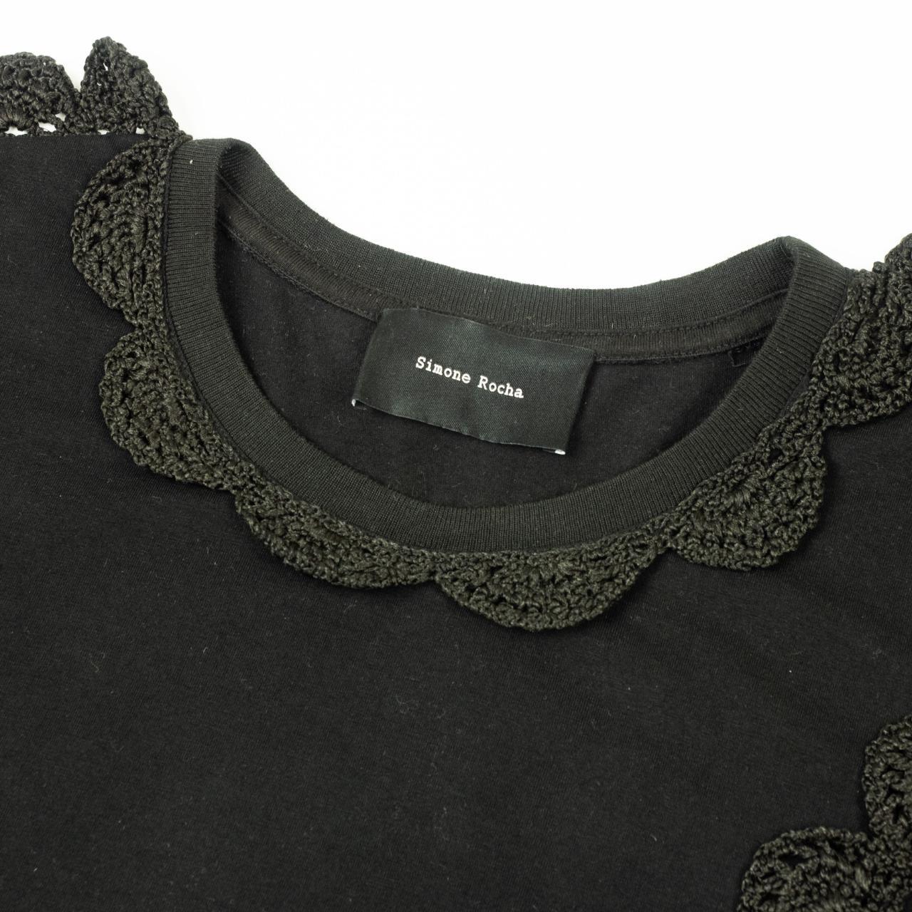 Simone Rocha Crochet Trim Embellished Tee Black... - Depop