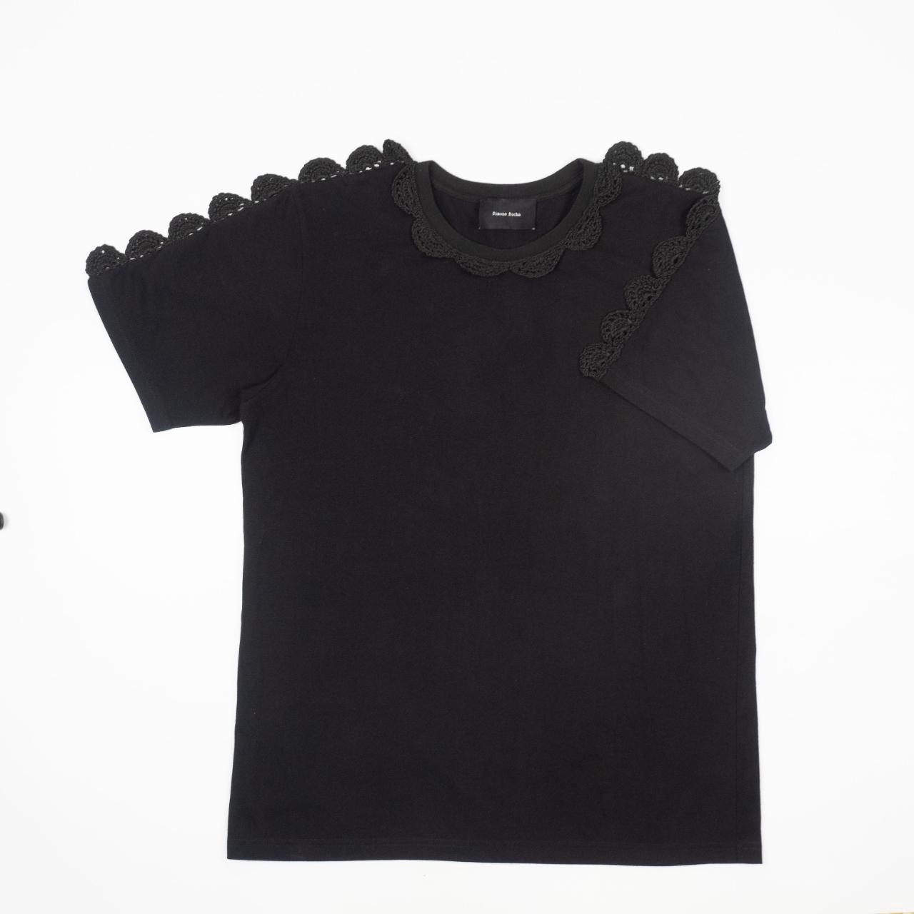 Simone Rocha Crochet Trim Embellished Tee Black... - Depop