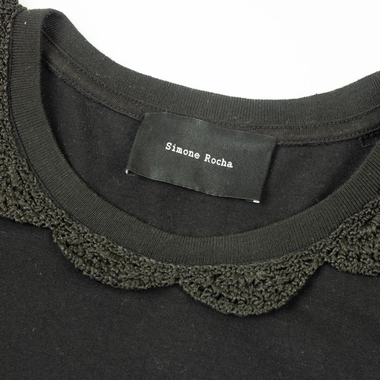 Simone Rocha Crochet Trim Embellished Tee Black... - Depop