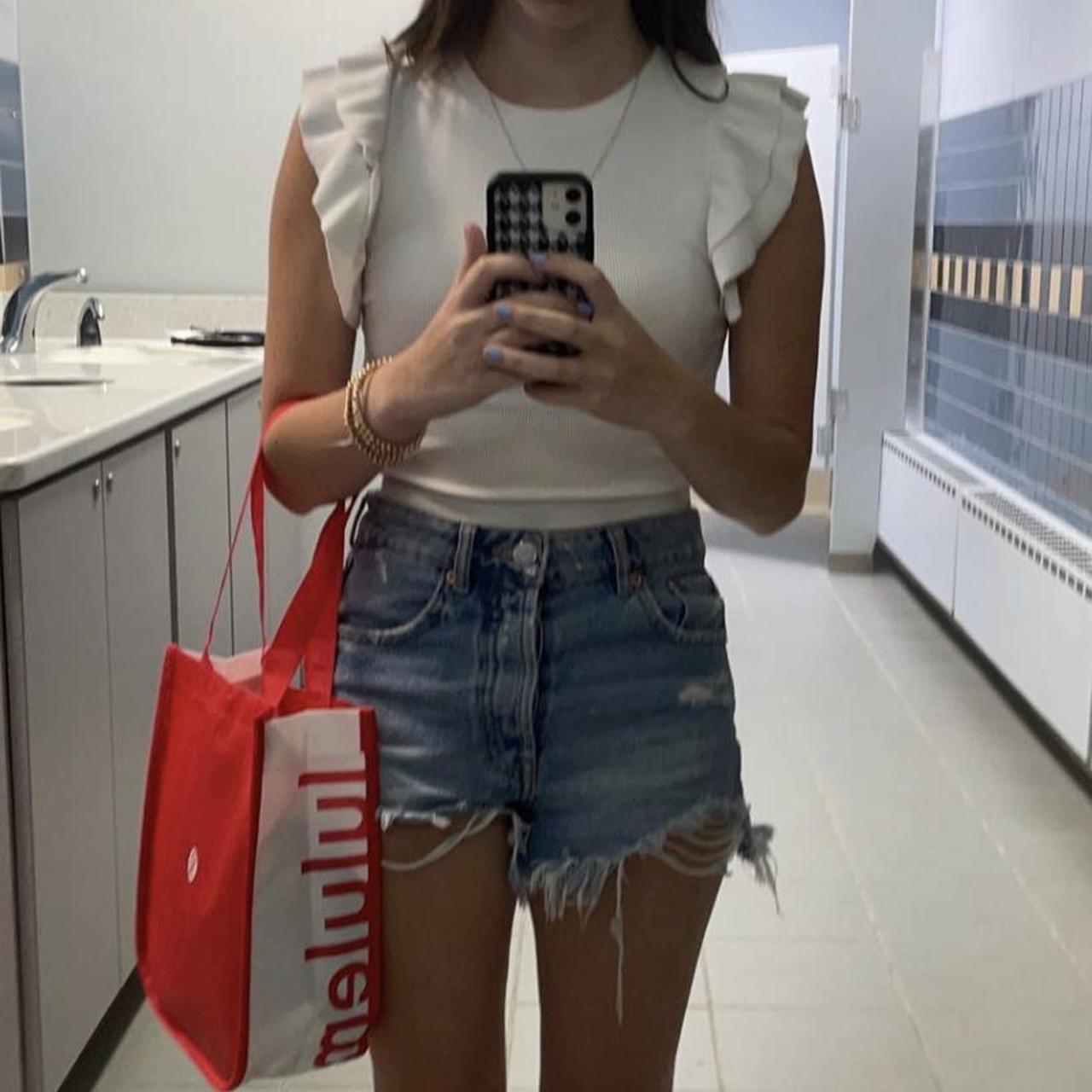 Zara preppy white ruffle shoulder top. Super... - Depop