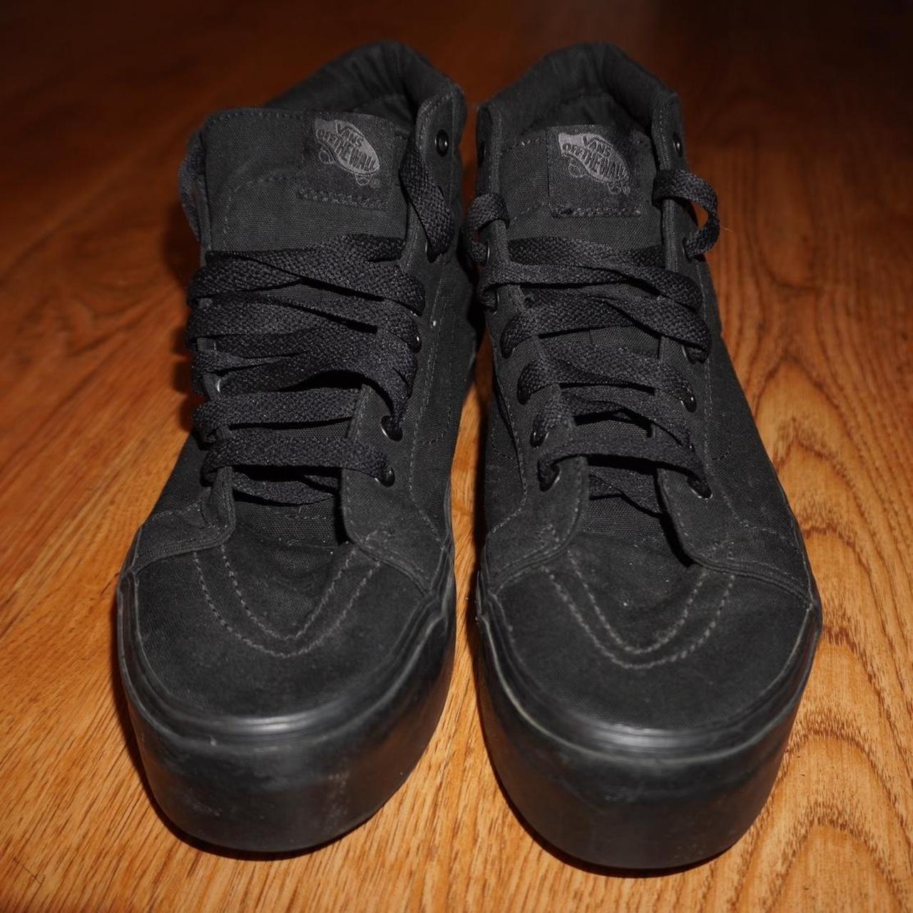 Vans skate hi platform all black shoes size 10 in... - Depop