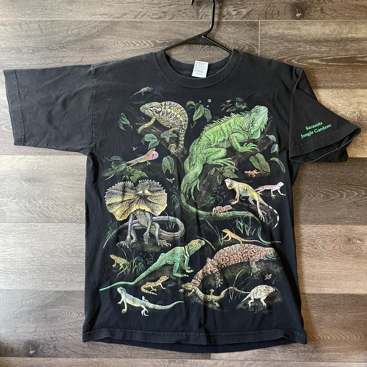 Lizard black t-shirt. It's got a bunch of lizards on... - Depop