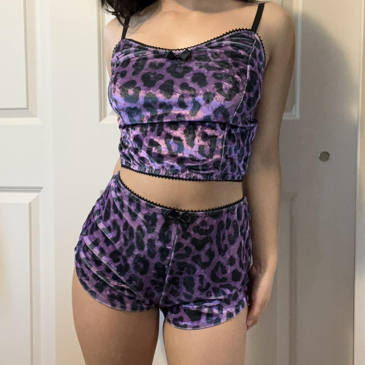 velvet purple leopard pajama set fits XS-S #y2k... - Depop