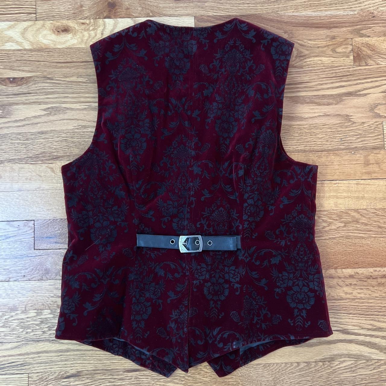 Punk Rave Mens Poison Ivy Vest Waistcoat Red Damask... - Depop