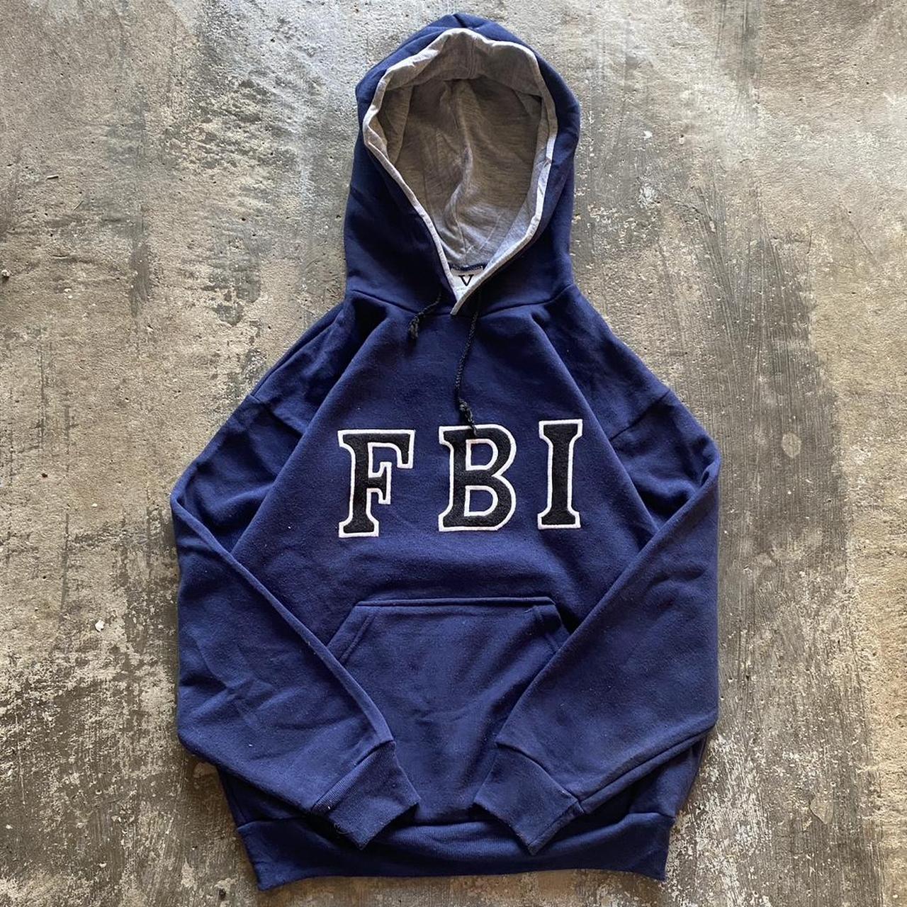 vintage FBI block logo grunge hoodie size M great... - Depop